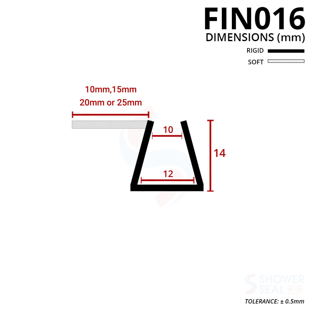 Shower Seal UK - FIN016 - Vertical Shower Screen Seal - 10-12mm Glass ...