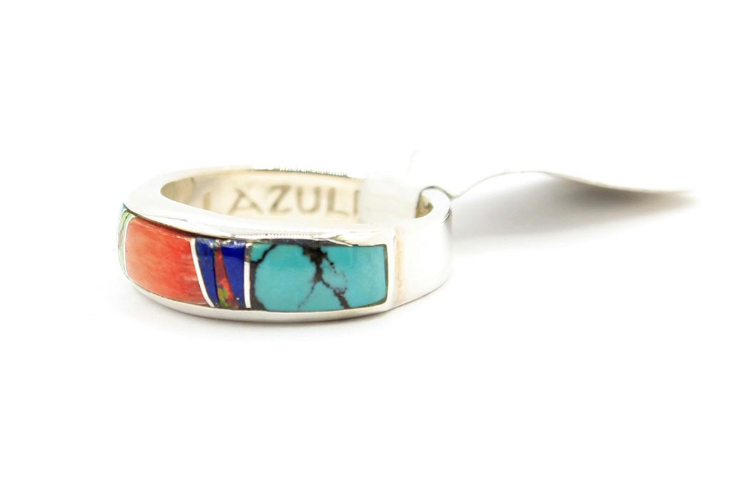Multi-color Inlay ring- southwest jewelry- silver star jewelry- old ...