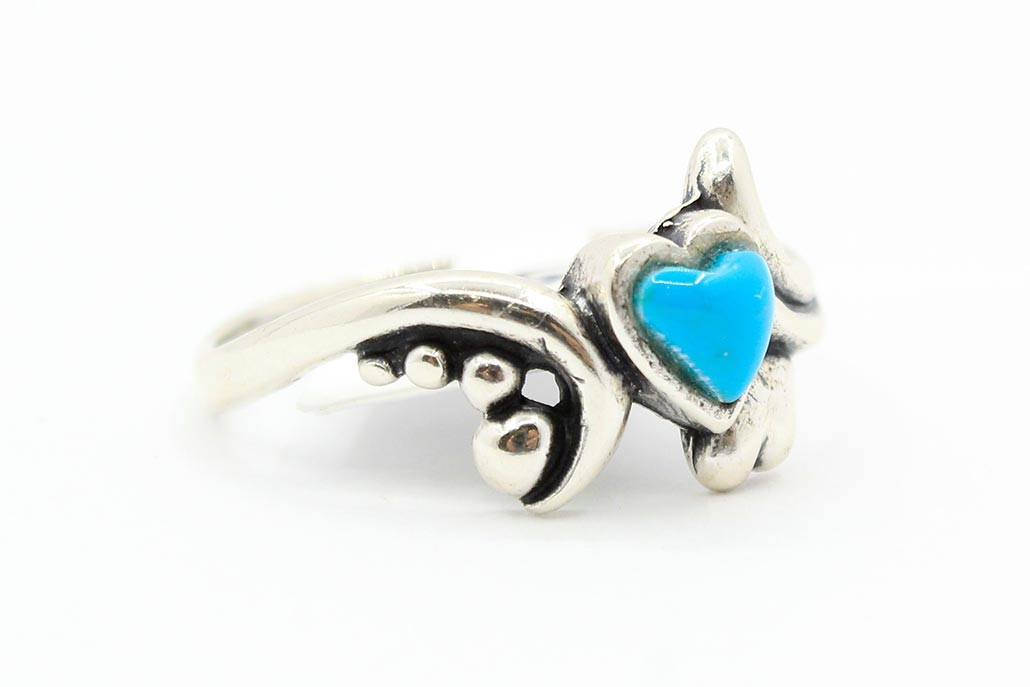 Sterling Silver Turquoise Heart Ring 52120- southwest jewelry- silver ...