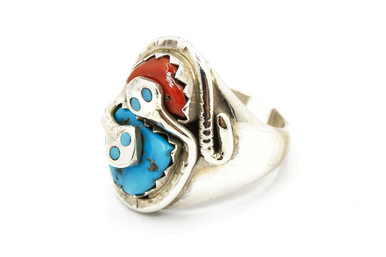 Effie Calavaza Turquoise Coral Ring 071120