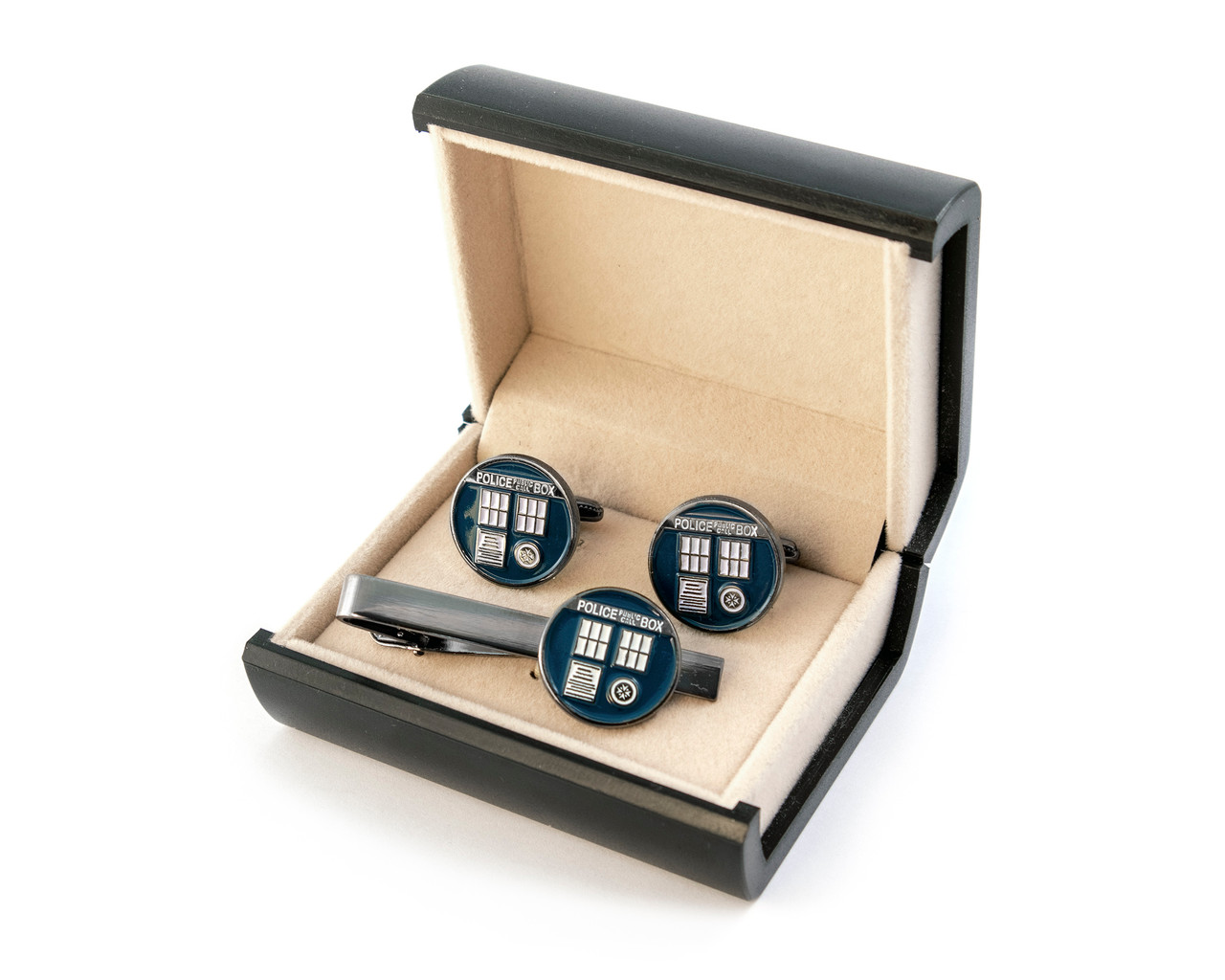 Tardis Cufflinks, Doctor Who Tie Clip Set