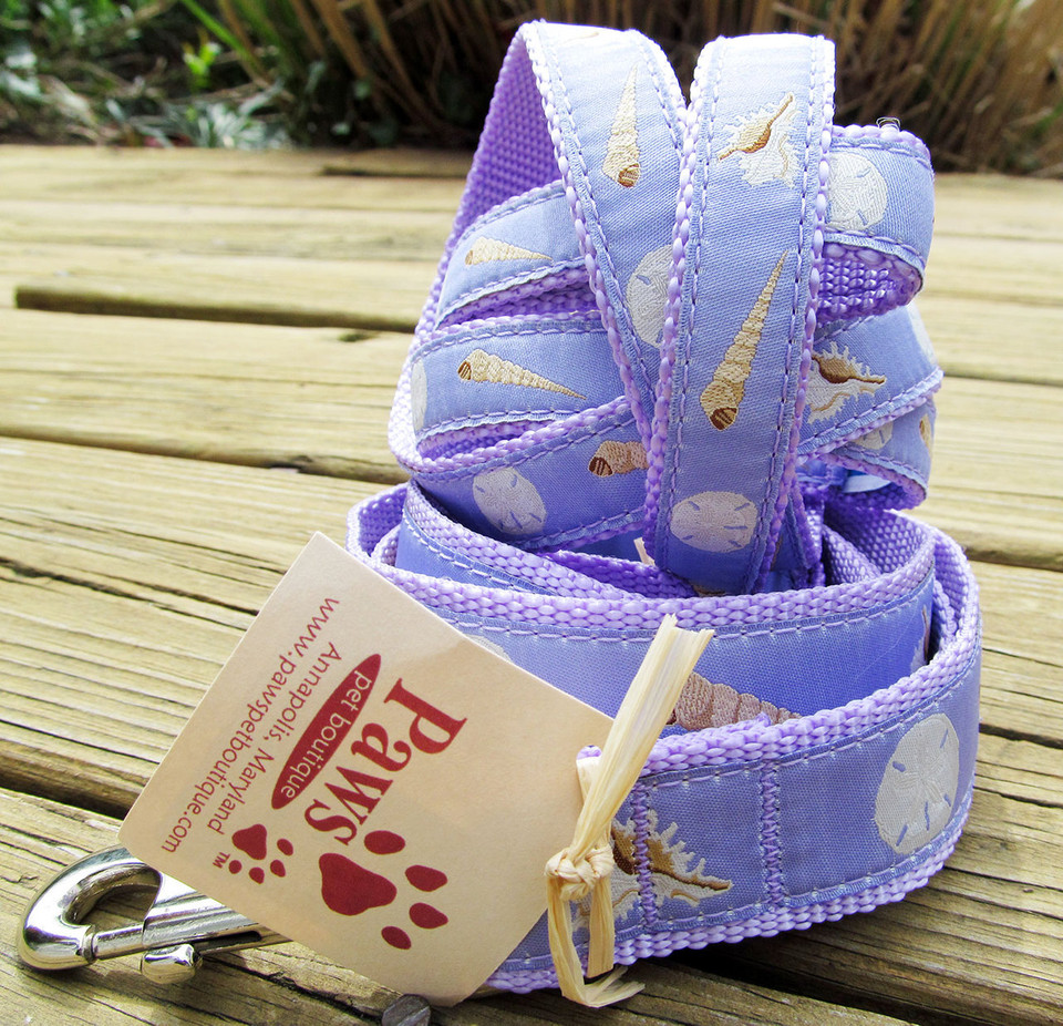 Sea Shell Purple Dog Collars Made in USA | Unique Designer Dog Collars