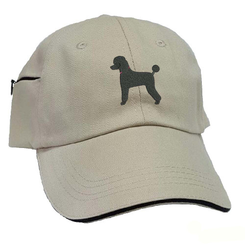 Black Poodle Baseball Hat with Zipper Pocket | Embroidered Dog Hats
