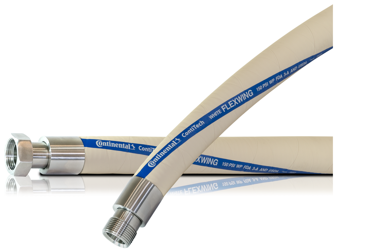 White Flexwing Hose Assembly Bevel Seat Male x Bevel Seat Female