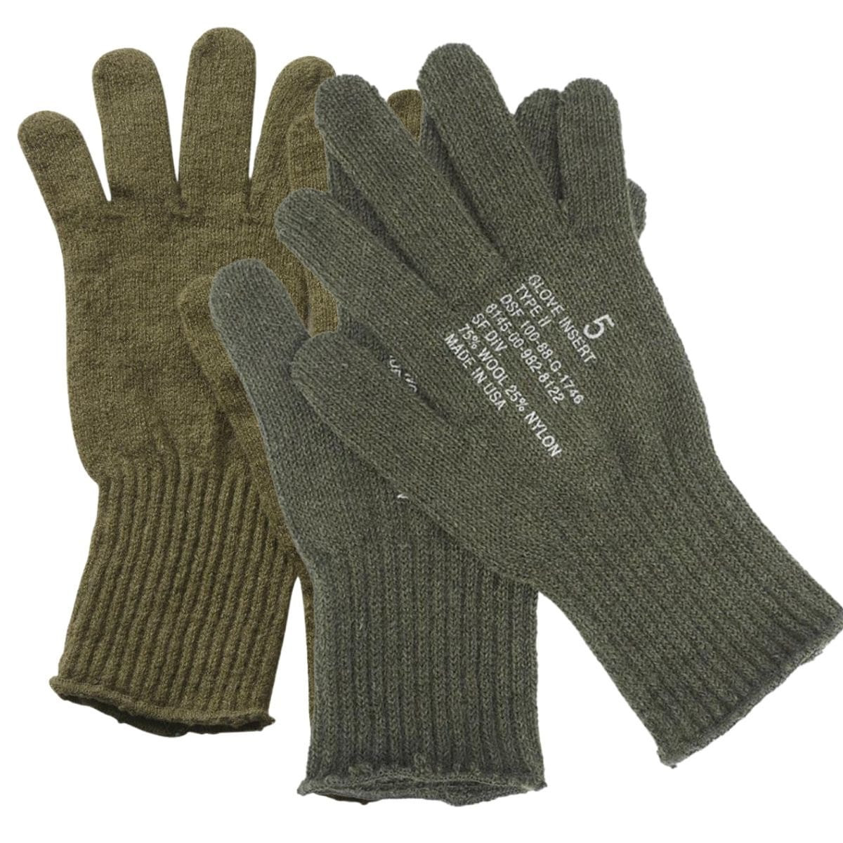 2 Pack Military Issue OD G.I. Wool Glove Liners