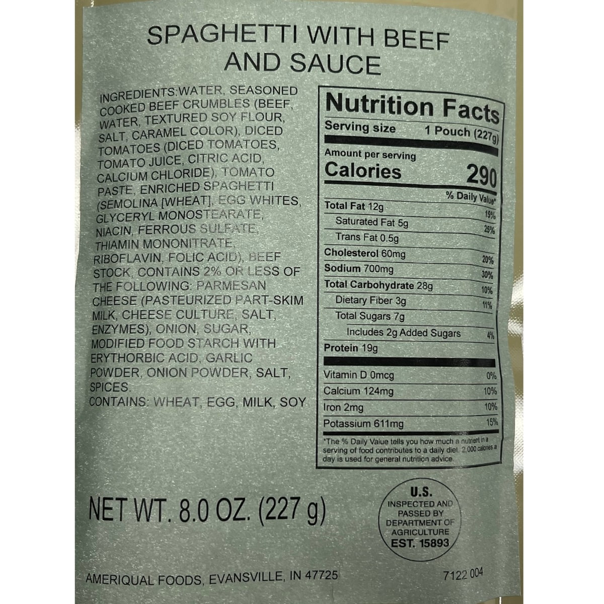 MRE Entree Meal Ready to Eat On the Go