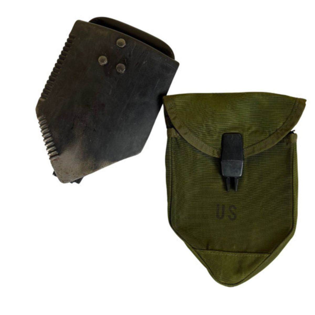 GI Vietnam Era Tri-Fold Nylon Shovel Cover, Used