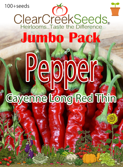 Pepper Hot - Cayenne Long Red Thin (100+ seeds) JUMBO PACK - Clear ...