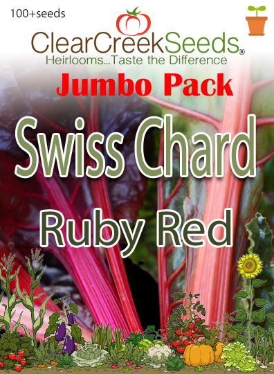 Swiss Chard - Ruby Red (100+ seeds) JUMBO PACK - Clear Creek Seeds