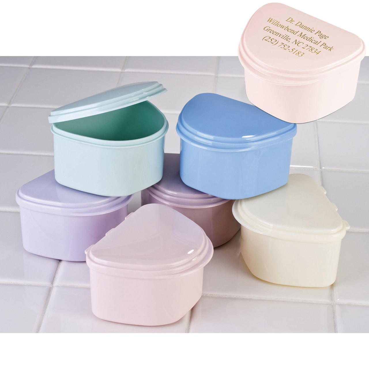 Personalized Carier Pastel Denture Cases 12/Pack | Practicon Inc