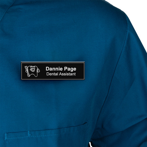 Personalized Rectangular Black Name Badge | Practicon Inc