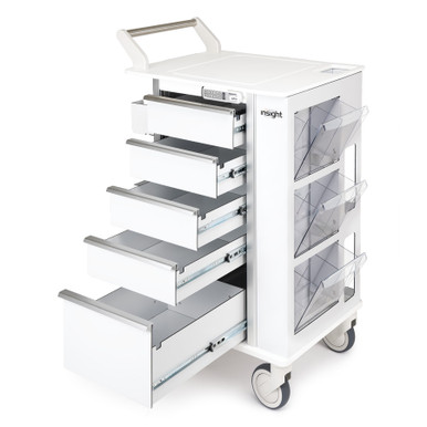Insight Ergo 5 Drawer Cart with 5" Casters, Elock, and Handle ...