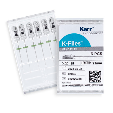 Kerr K-Files 21mm Size 15 White 6/Pack | Practicon Inc