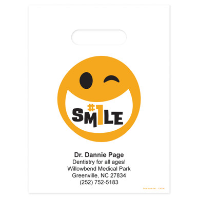 9 x 12 Number 1 Smile Personalized Bags 500/Pack | Practicon Inc