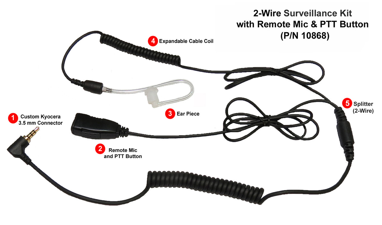 Kyocera Acoustic Tube PTT Headset Smart 2-in-1 with Remote Mic and PTT ...