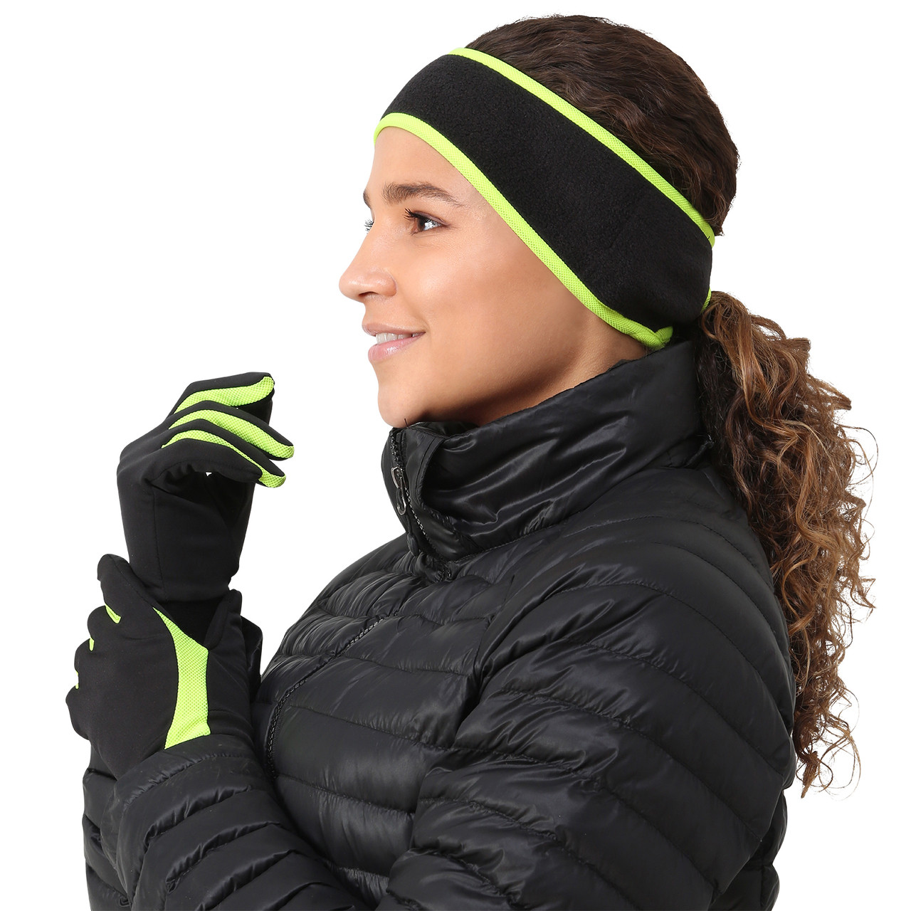 Black Hi-vis Running Gloves - The Elements
