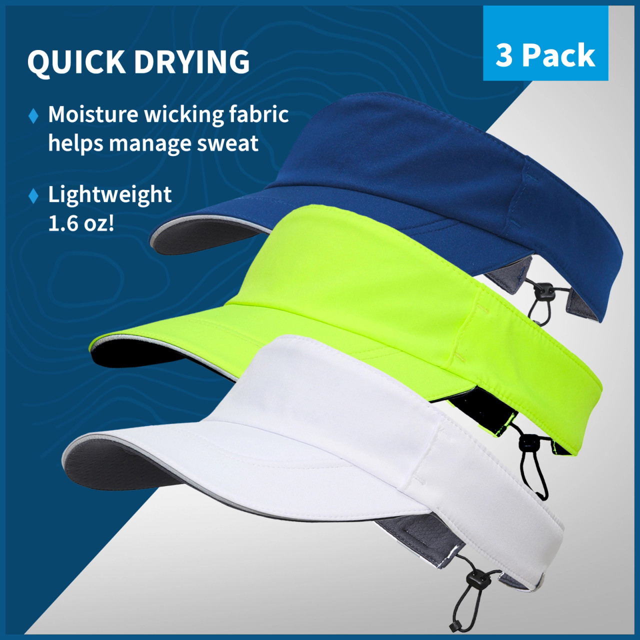 Men's Sun Visor Hat - Traverse Series - 3-pack