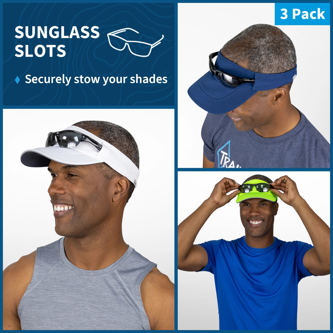 Men's Sun Visor Hat - Traverse Series - 3-pack