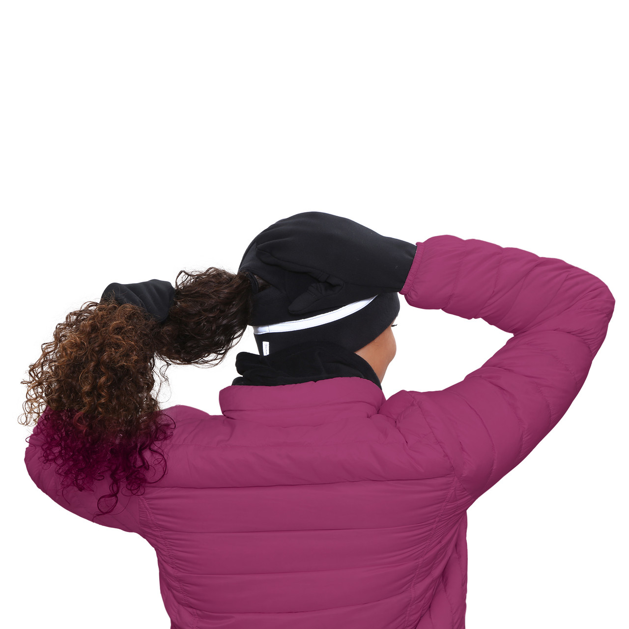 Women's Winter Set - Reflective Ponytail Beanie and Neck Warmer