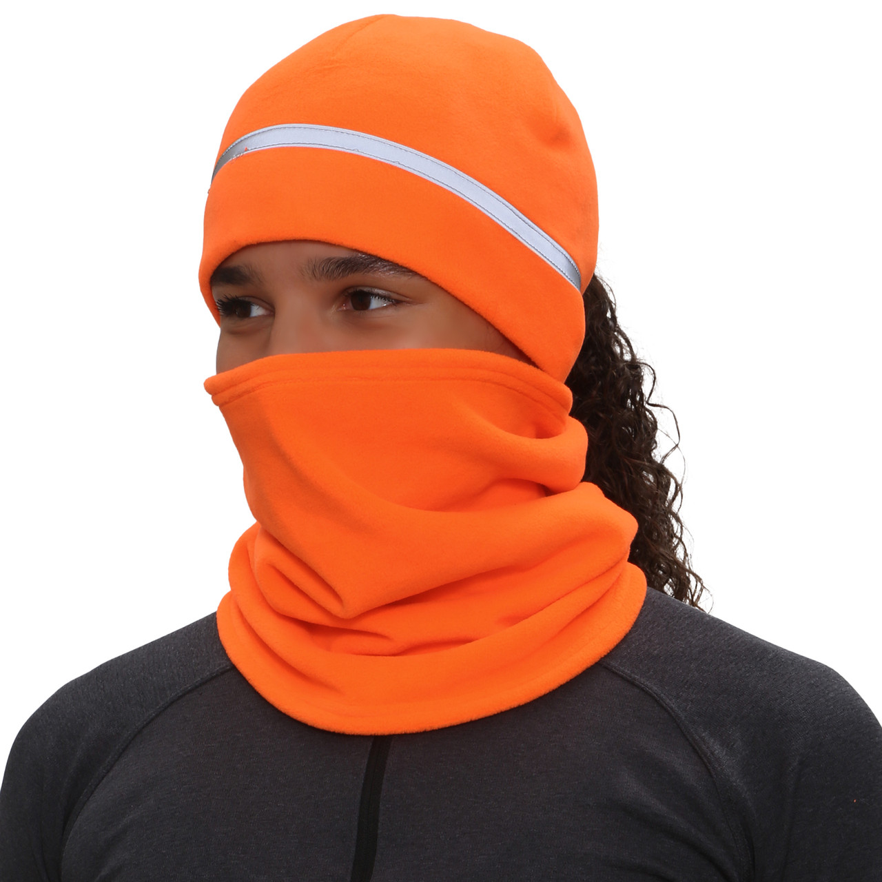 Women's Winter Set - Reflective Ponytail Beanie and Neck Warmer