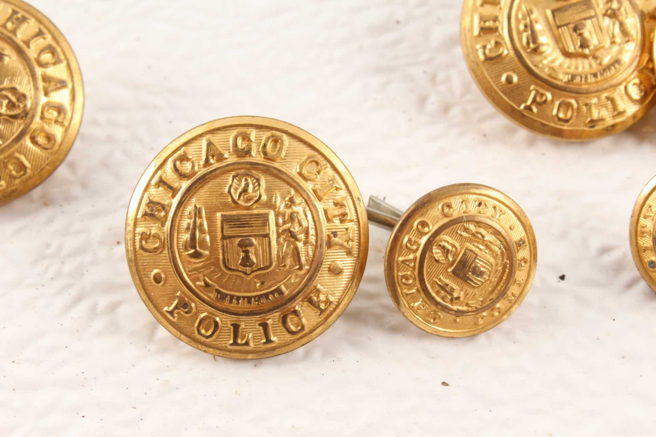 Old Chicago City Police Brass Uniform Buttons