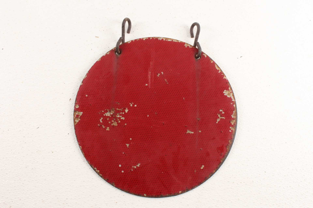 Vintage Railroad Red Marker Target Metal Hanging Sign - Antique Mystique