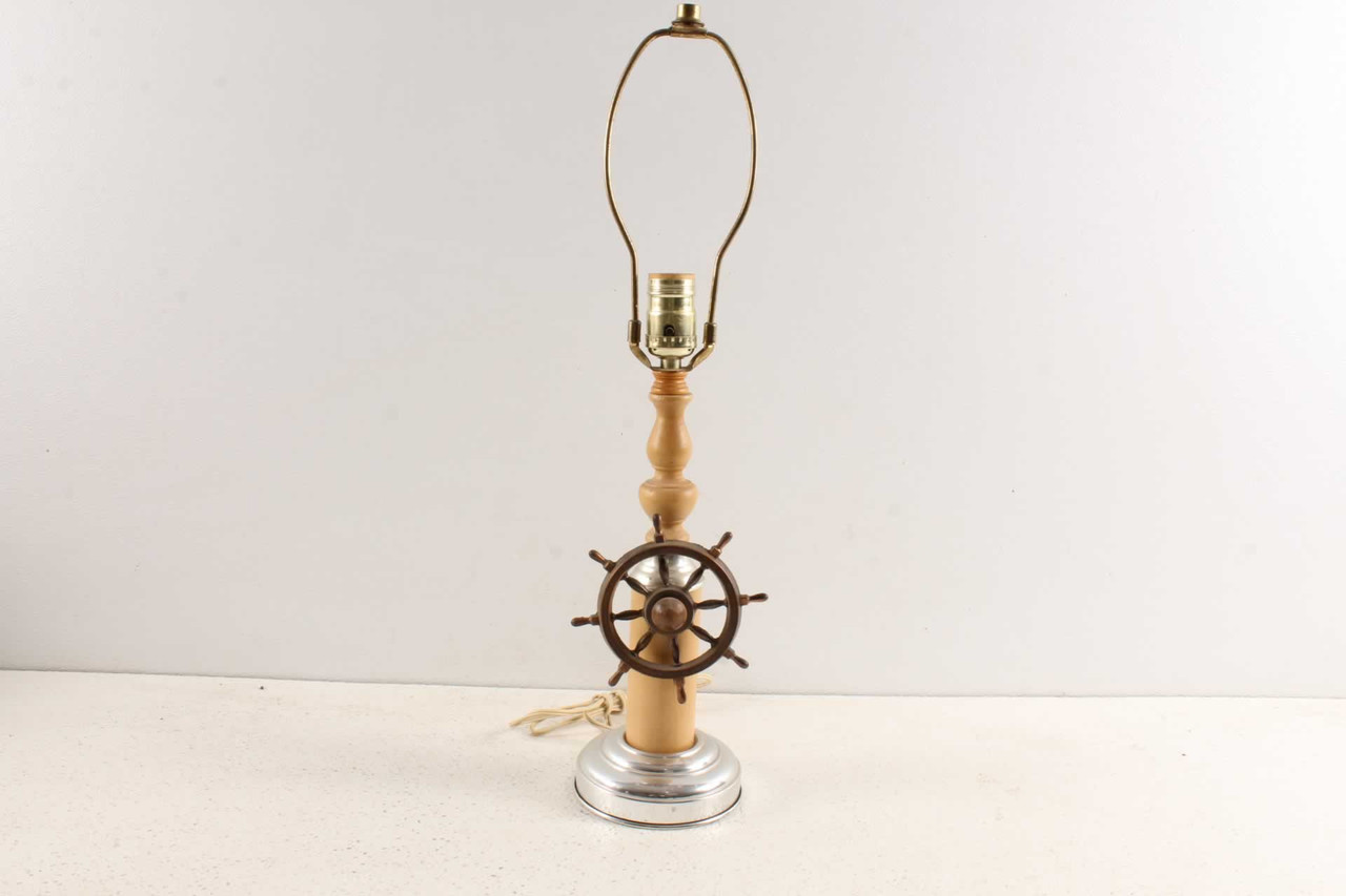 Vintage American Lamp & Shade Co. Ship Wheel Nautical Table Lamp ...