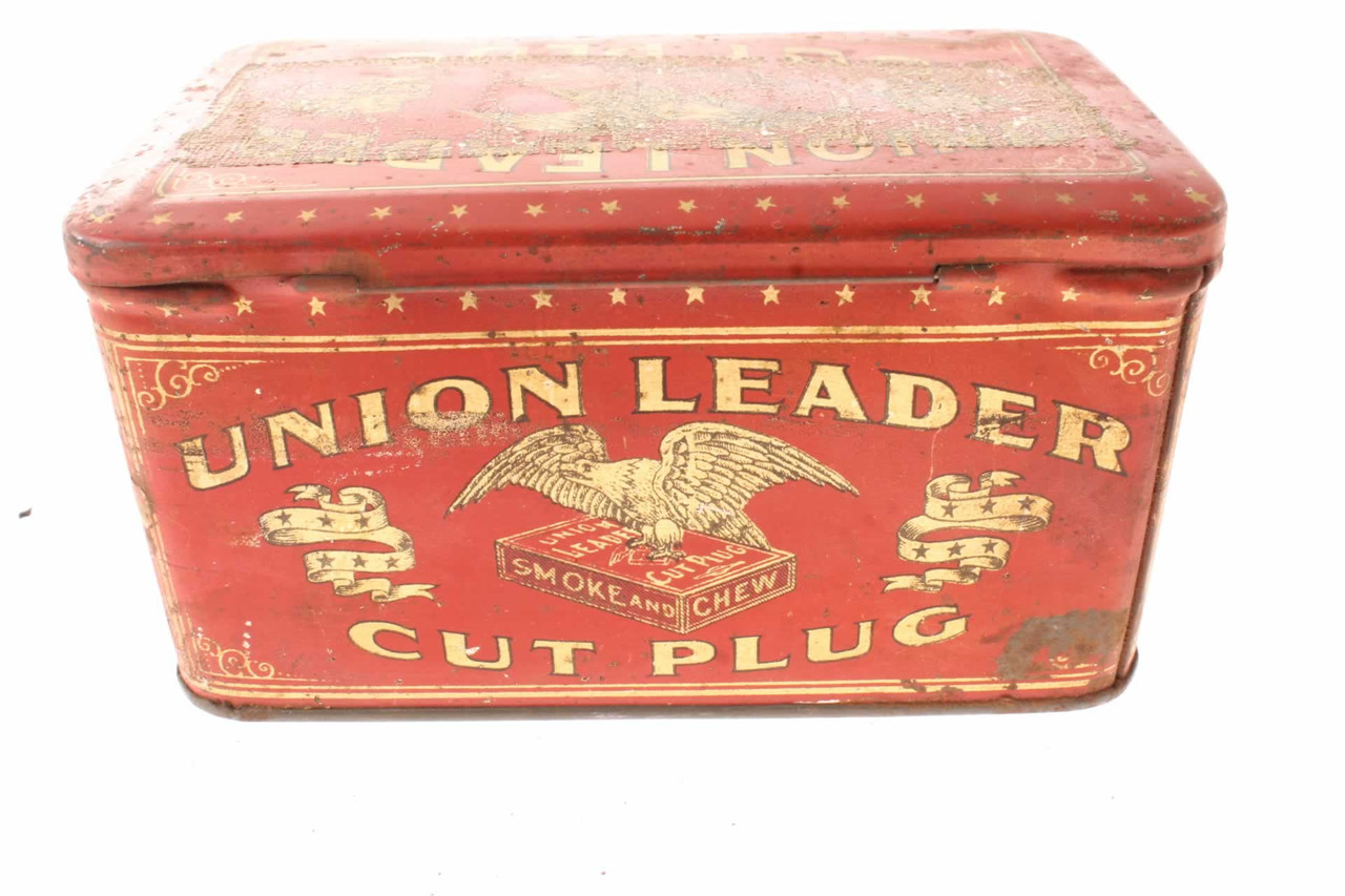 Antique Union Leader Cut Plug Tobacco Tin Smoke & Chew Eagle Logo ...