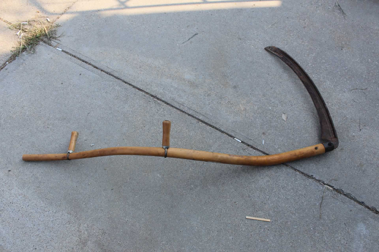 Old Halloween Grim Reaper Wood Handle Hay Sickle Scythe