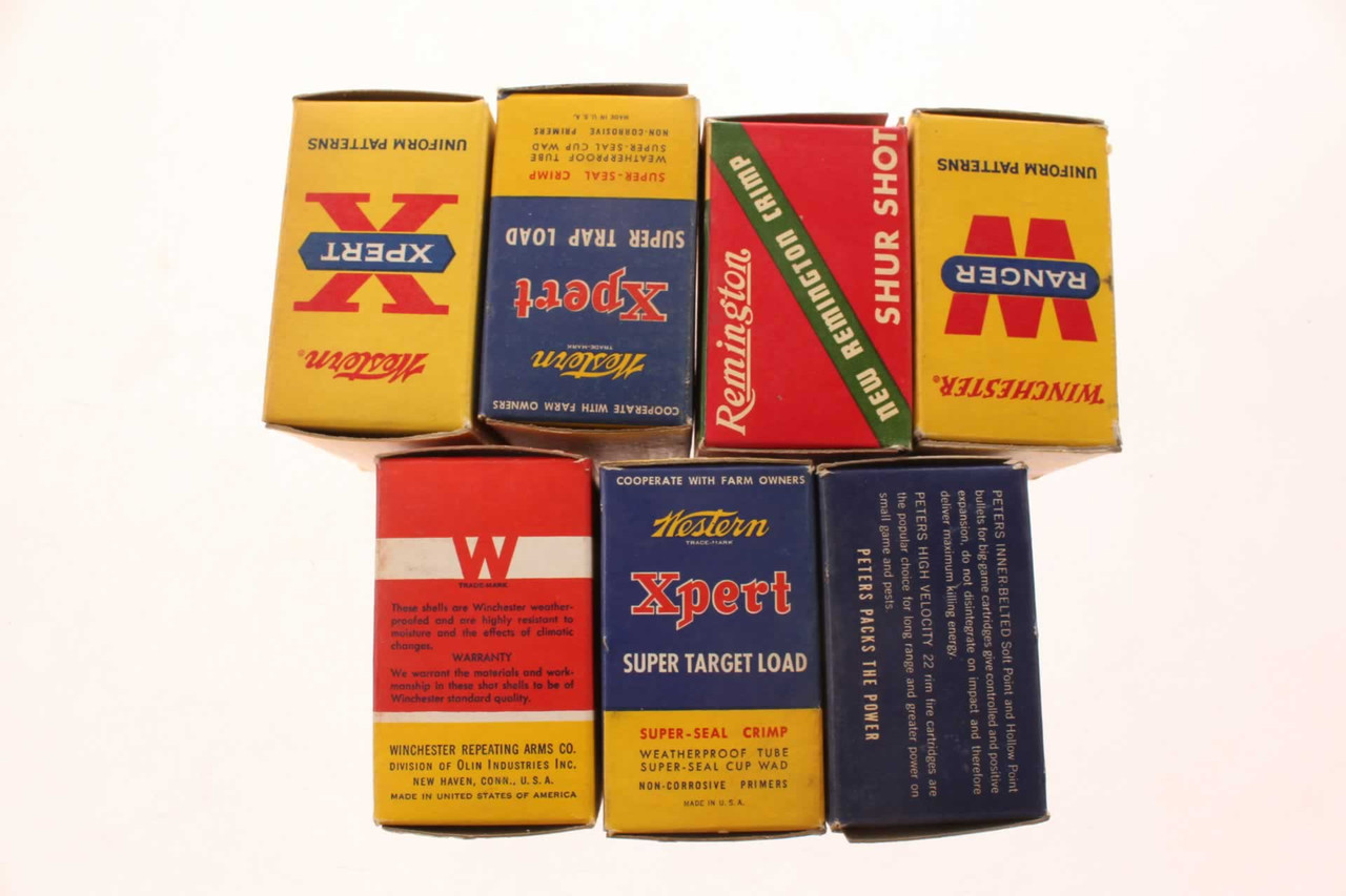 7 Empty Vintage Shotgun Shell Boxes Winchester Peters Western Remington ...