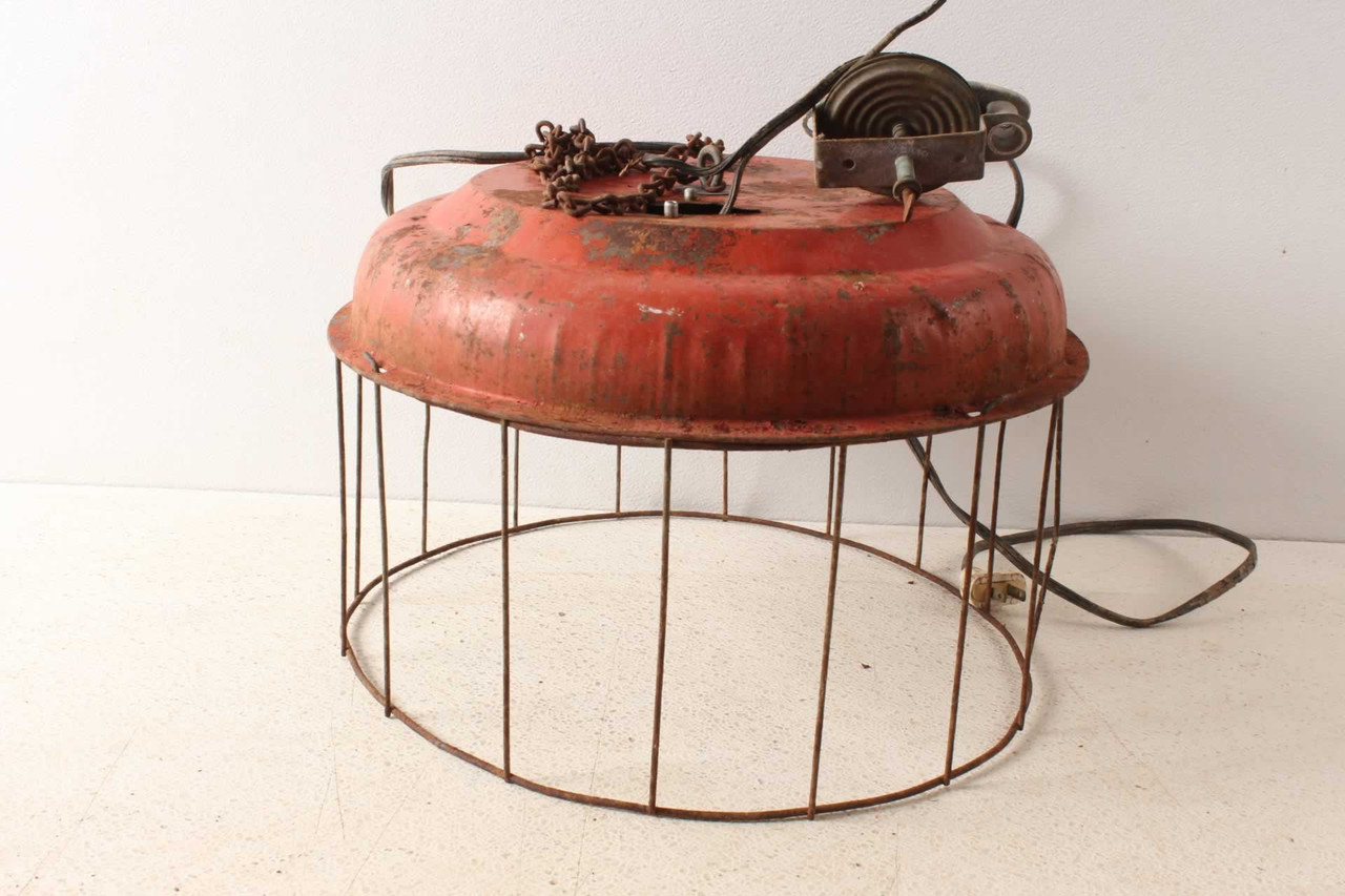 Antique Farm Industrial Hanging Wire Cage 4 Socket Brooder Lamp Light ...
