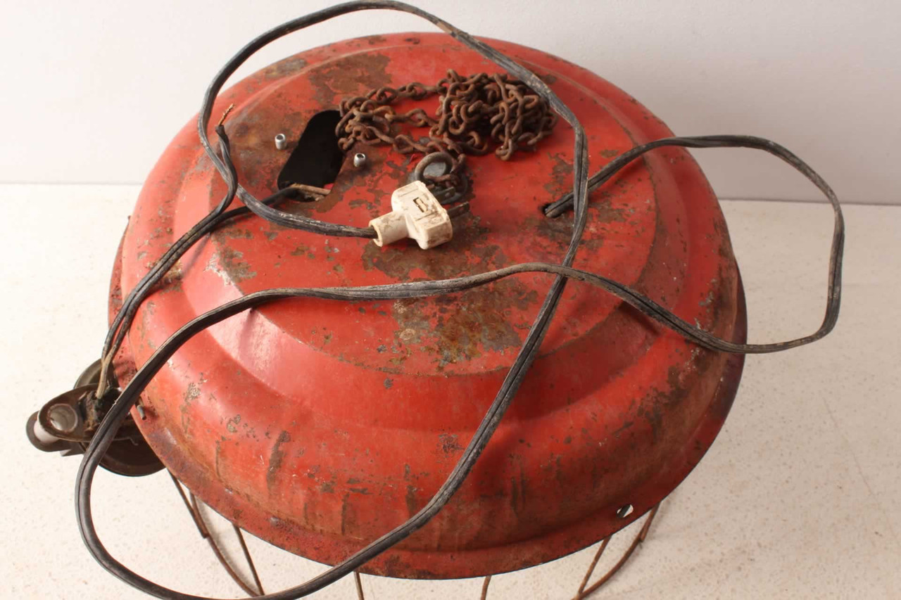 Antique Farm Industrial Hanging Wire Cage 4 Socket Brooder Lamp Light ...