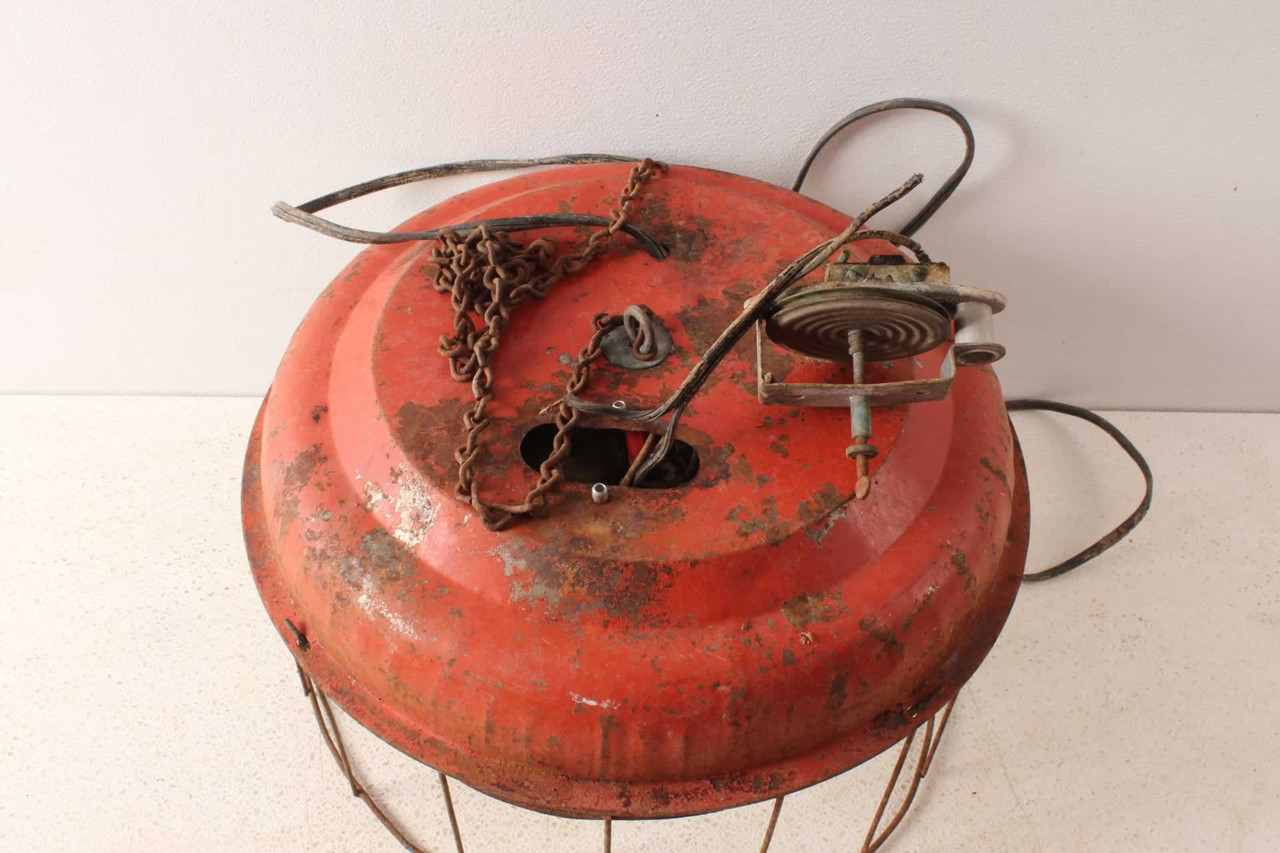 Antique Farm Industrial Hanging Wire Cage 4 Socket Brooder Lamp Light ...