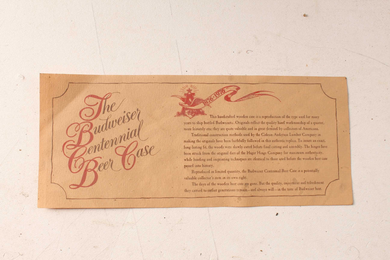Vintage Anheuser Busch Budweiser Centennial Wood Beer Case Box ...