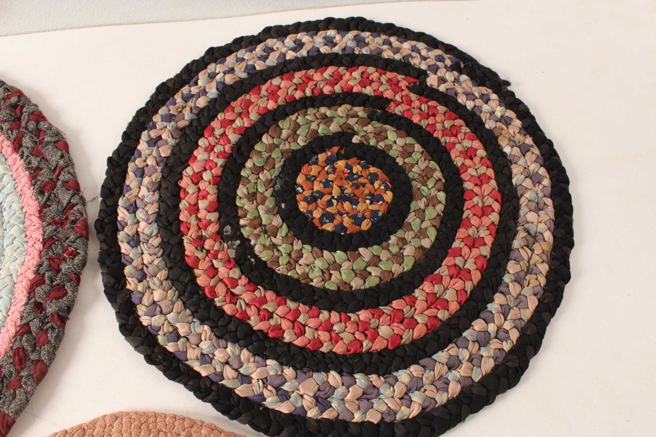 3 Vintage Amish CountryRag Knot Or Round Hook Rugs 1 Chicken - Antique ...