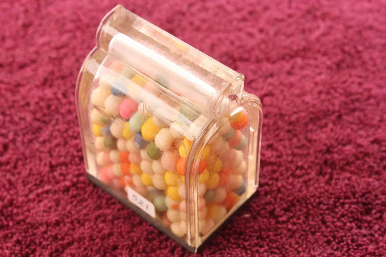 Vintage Glass Candy Container Letters US Mail Box Metal Bottom & Candy ...
