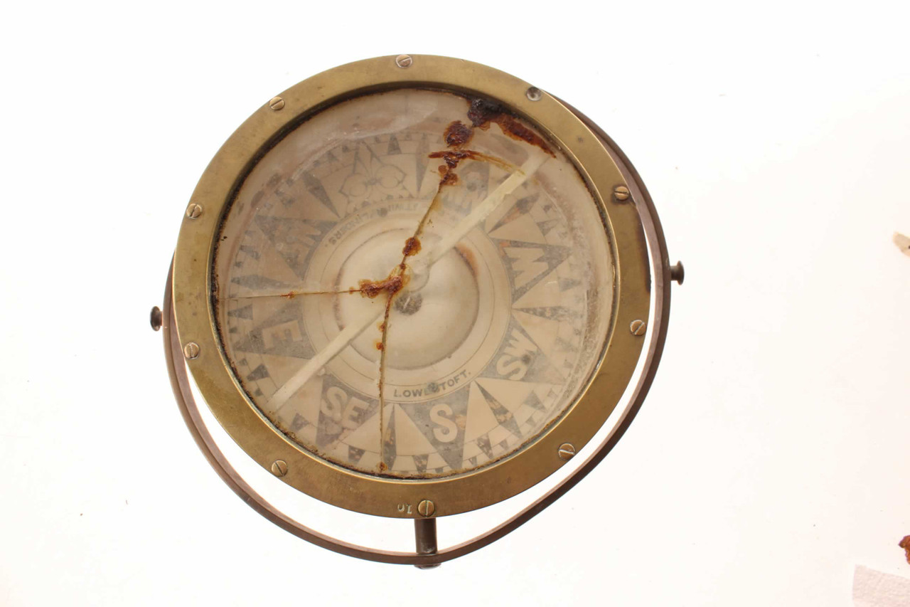 Antique World War 2 Era Brass Ship Compass WD Outwin-Flinders Lowestoft ...