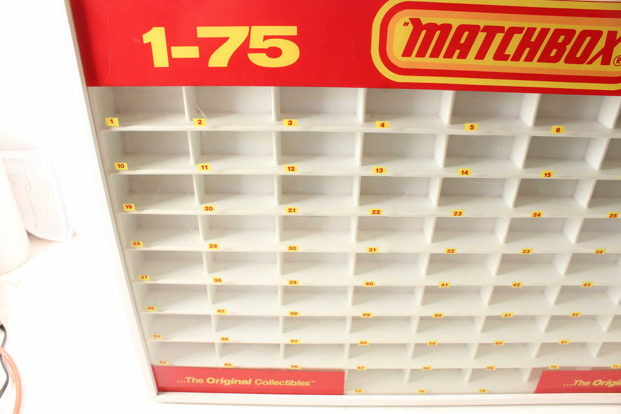 Vintage 1984 Matchbox Die Cast Toy 75 Car Store Counter Display Cabinet ...