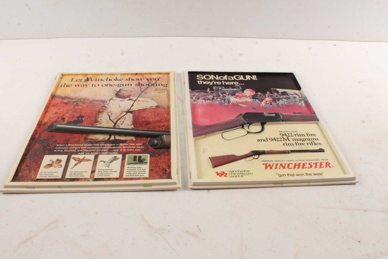 2 Vintage Winchester Rifle Shotgun Advertising Easel Back Signs ...