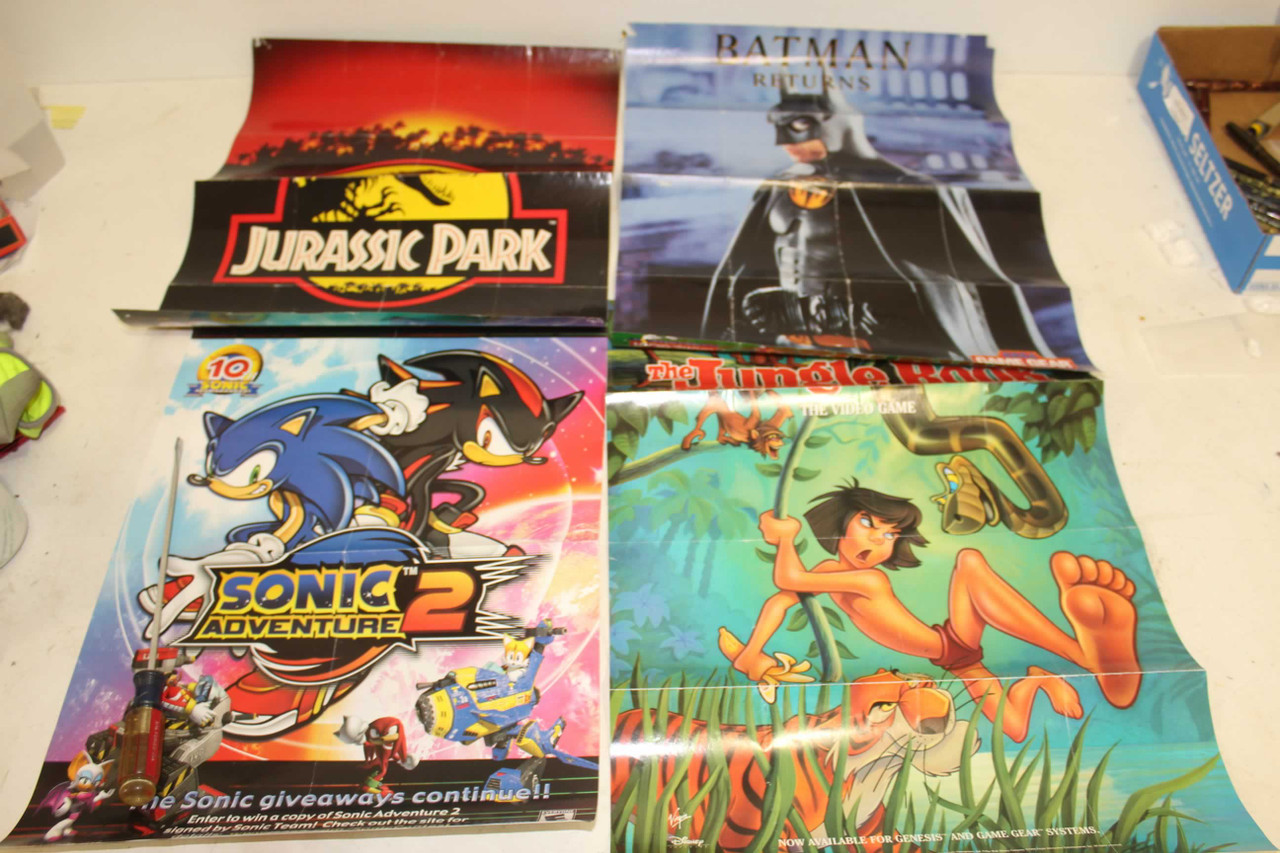 4 Vintage Sega Genesis & Game Gear Game Posters Jurassic Park Batman ...