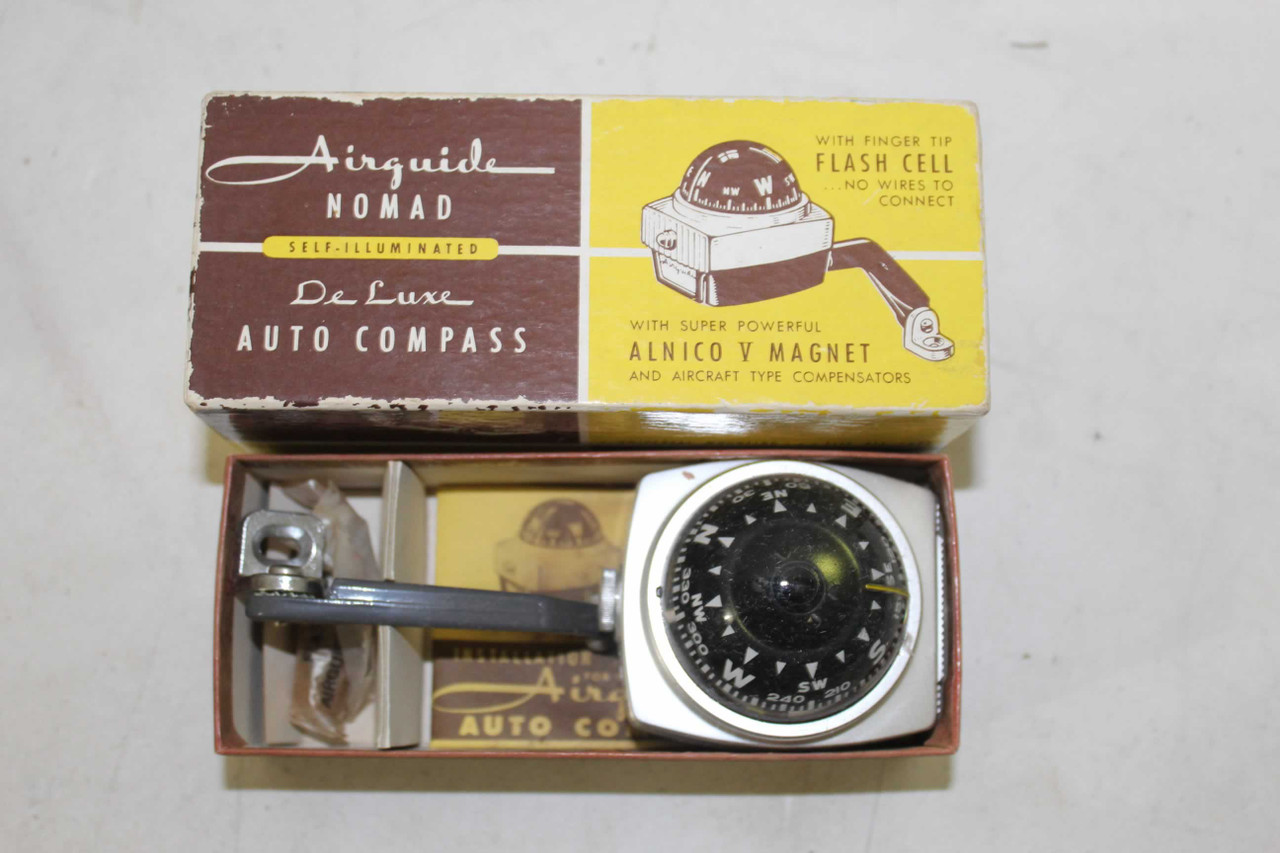 Vintage Airguide Nomad Deluxe Auto Compass In Box & Paperwork - Antique ...