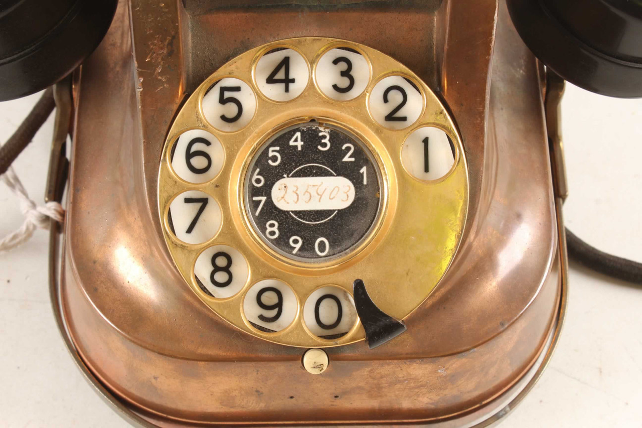 Nice Vintage Copper Rotary Dial Desk Telephone With Bakelite Handset ...