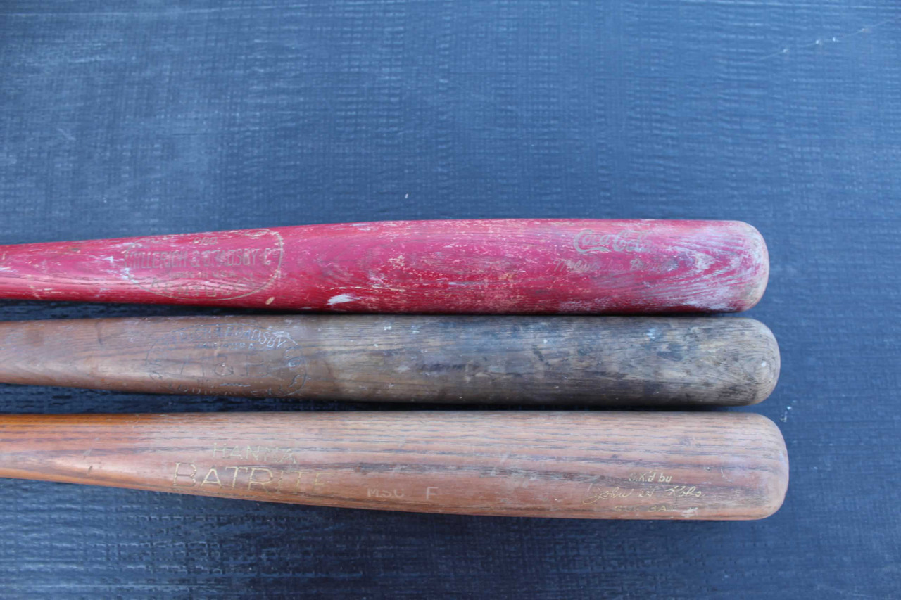 3 Vintage Baseball Bats H&B Pro Coca Cola H&B John Kobs Hanna Batrite ...