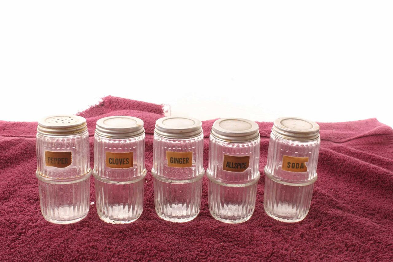 5 Antique Hoosier Kitchen Cabinet Spinning Spice Rack Jars