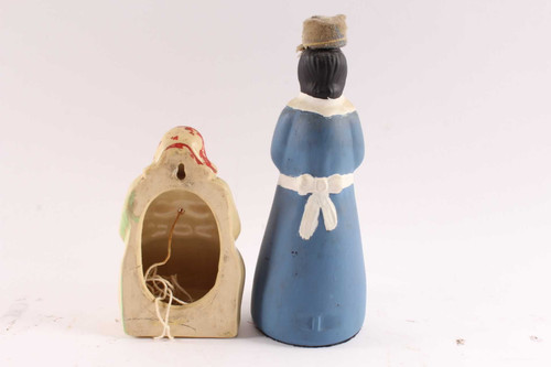 Old Black Americana Mammy String Holder & Hand Decorated Mammy Bottle