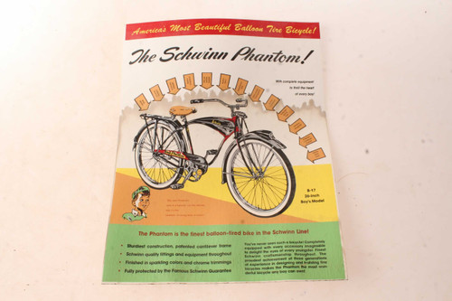 Original Vintage Schwinn Phantom Store Cardboard Sign & Color Chart ...
