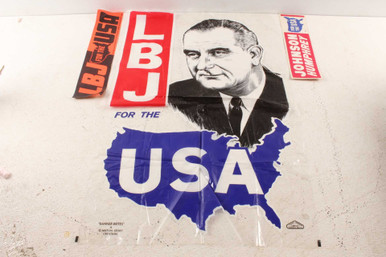 Vintage 1964 LBJ Presidential Banner & 2 Johnson Humphrey Bumper ...