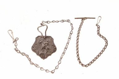 2 Vintage Watch Chains 1 With Cowboy On Horseback Pocket Watch Fob ...