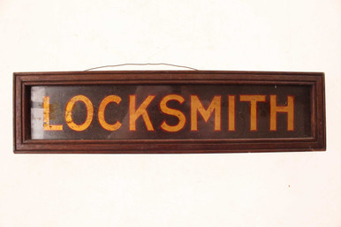Antique Wood Framed Locksmith Advertising Sign - Antique Mystique