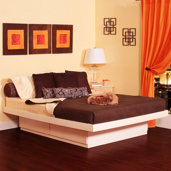 Full Platform Bed with 2 or 4 Drawers on Tracks | Birch Wood | Gothic ...